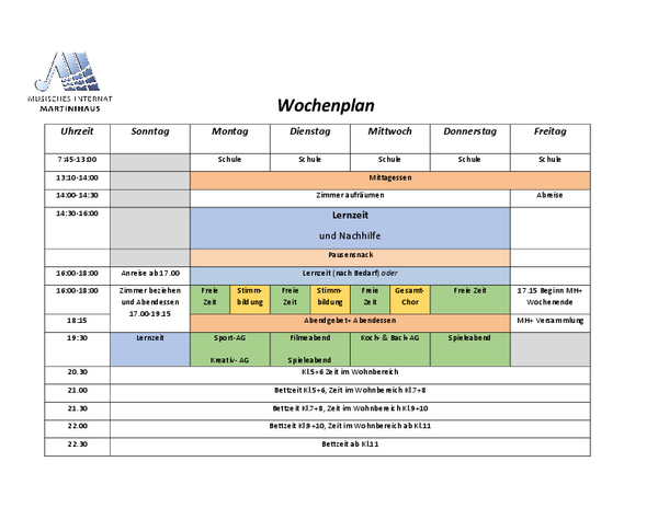 Wochenplan